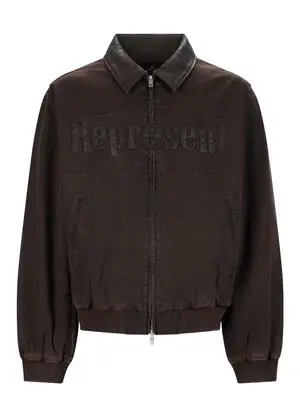 REPRESENT Embroidered Logo Zip-up Bomber Jacket - Brown