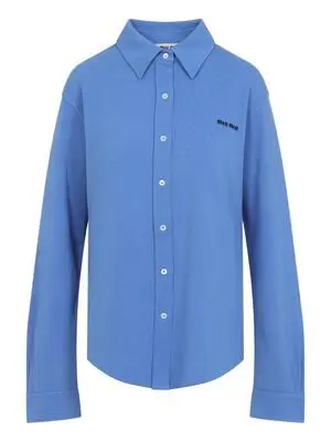 Miu Miu Cotton Piquet Shirt - Blue