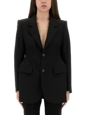 Balenciaga Hourglass Jacket In Wool Twill - Black
