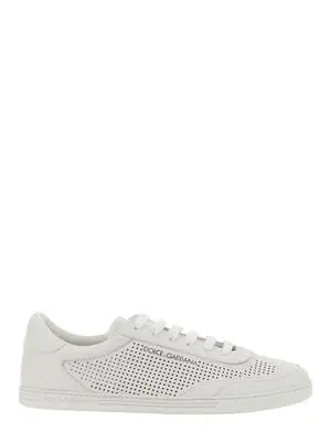 Dolce & Gabbana Perforated Calfskin Saint Tropez Sneakers - White