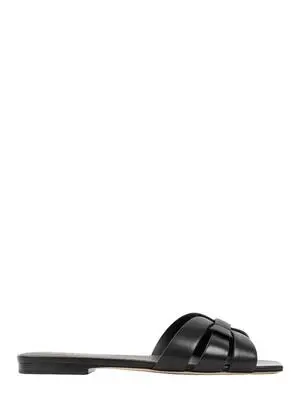 Saint Laurent Leather Tribute Flats - Black