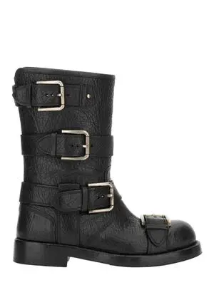 Dolce & Gabbana DOLCE & GABBANA Black Leather Buckled Boots Black