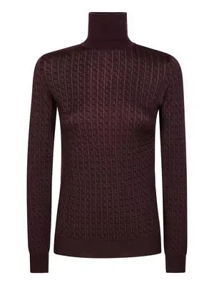 Elisabetta Franchi Luxe Wool Turtleneck Sweater - Rosso