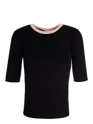Elisabetta Franchi Black Knit Top - Nero/burro