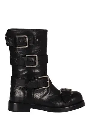 Dolce & Gabbana Buckled Leather Ankle Boots - Black