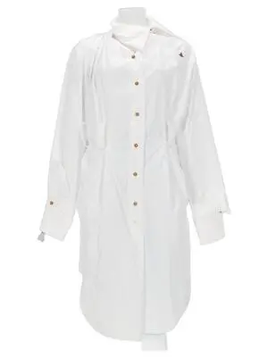 VIVIENNE WESTWOOD Cotton Shirt Dress With Drawstring Waist - White