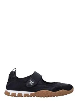 Miu Miu Technical Fabric And Suede Ballerinas - Black