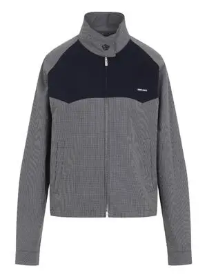 Miu Miu Zip-up Jacket With Stand Collar - Grey