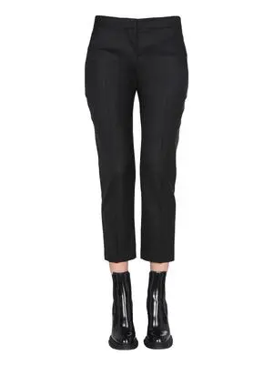 Alexander McQueen Virgin Wool Cropped Trousers - Black
