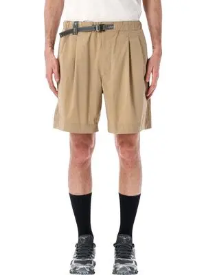 AND WANDER Mid-length Technical Shorts With Integrated Belt - Beige
