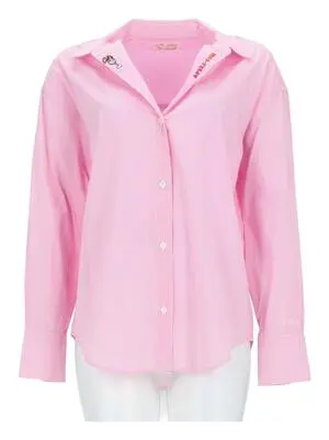 MC2 SAINT BARTH Striped Cotton Shirt With Embroidery - Pink
