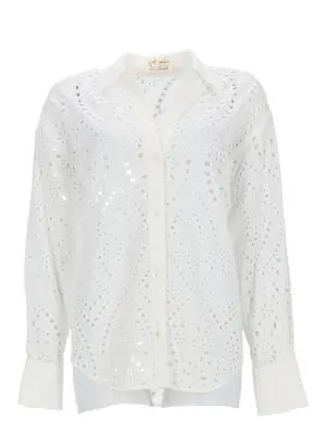 MC2 SAINT BARTH Elegant Broderie Anglaise Blouse - White