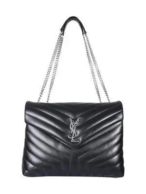Saint Laurent Medium Shoulder Bag In Calf Leather - Black
