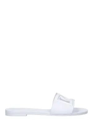 Dolce & Gabbana Embossed Logo Slide Sandals - White