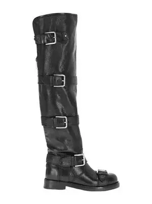 Dolce & Gabbana Leather Knee-high Buckle Boots - Black