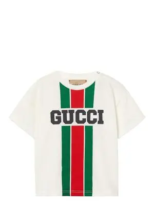 Gucci GUCCI Striped Logo T-Shirt White