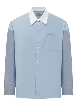 Marni Cotton Shirt With Applied Pocket - Sapphire
