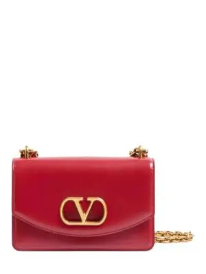 Valentino Garavani VALENTINO Mini Shoulder Bag With Chain Strap And Gold Tone V Logo Rosso