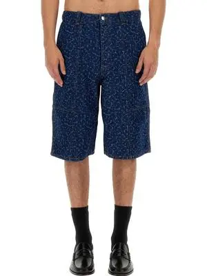 Maison Kitsuné Printed Bermuda Shorts - Denim