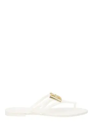 Dolce & Gabbana Rubber Thong Sandals With Logo Plaque - White