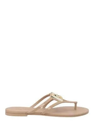 Dolce & Gabbana Rubber Beachwear Slides With Logo - Beige