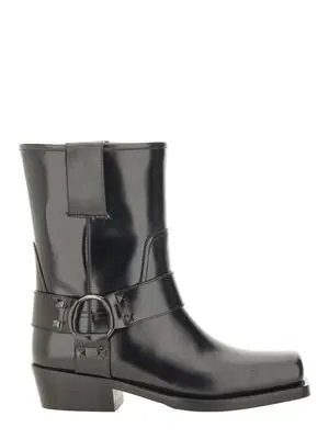 Valentino Garavani Rockstud Biker Ankle Boots - Black