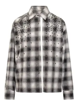 DES_PHEMMES Embellished Plaid Shirt - Noir