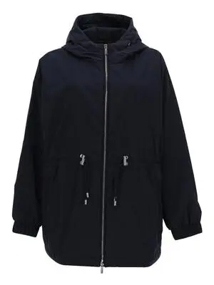 MOORER Hooded Zip-up Parka With Drawstring Waist - Blue