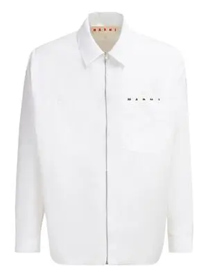 Marni Zip Front Overshirt - Lily White