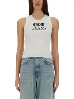 Moschino Slim Fit Logo Tank - White