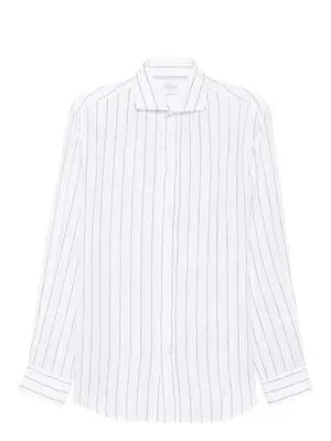 Brunello Cucinelli Striped Short Sleeve Mini Shirt - Biancodnm