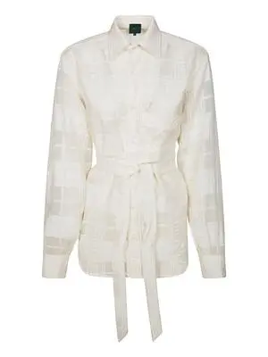 MAISON JEJIA Relaxed Fit Dress Shirt With Belt Detail - Bianco