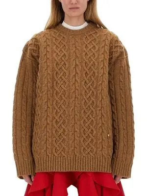 Moschino Oversize Fit Cable Knit Sweater - Beige