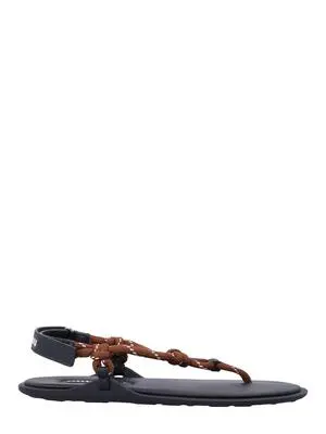 Miu Miu Woven Cord And Leather Sandals - Tobacco