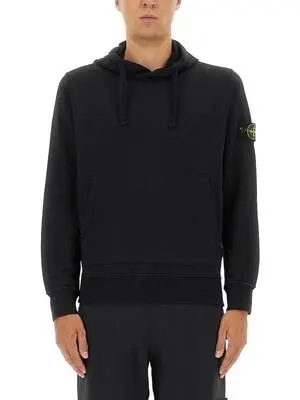 Stone Island Organic Cotton Fleece Hoodie - Black