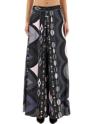 Emilio Pucci Wide Leg Printed Trousers - Black