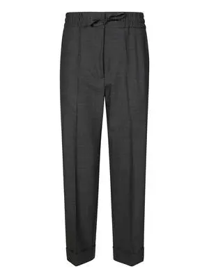PAROSH Wool Trousers With Drawstring - Nero