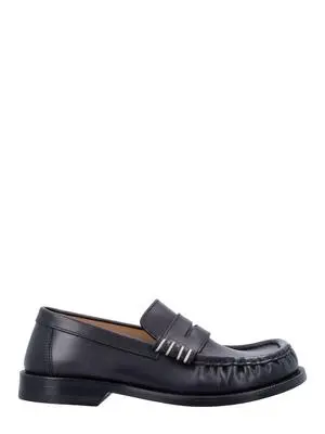 JW Anderson Leather Loafer Moccasins With Box-stitch Detailing - Black