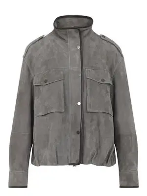 Brunello Cucinelli Suede Zip-up Jacket - Grey