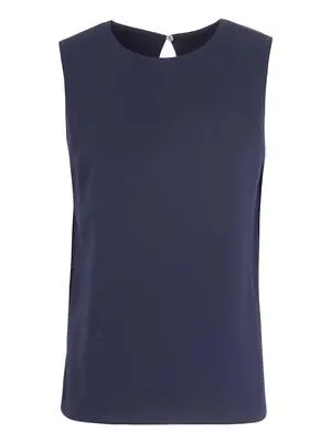 PAROSH Sleeveless Top With Keyhole Detail - Blu