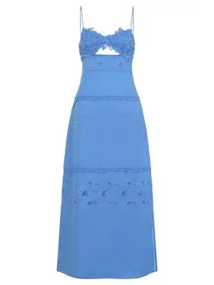 Ermanno Scervino Sleeveless Lace Trim Midi Dress - Blue