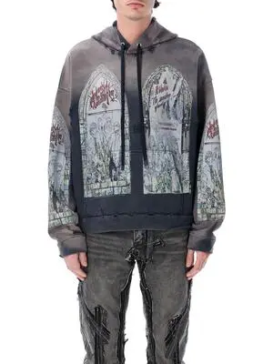 WHO DECIDES WAR Distressed Graphic Print Hoodie - Violet
