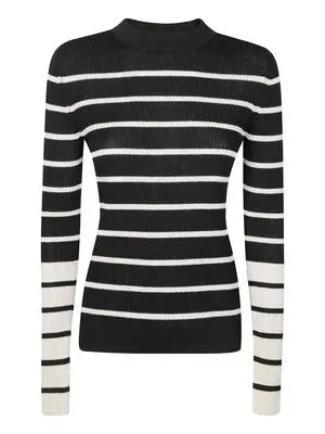 8PM Striped High Neck Fine Knit Sweater - Nero
