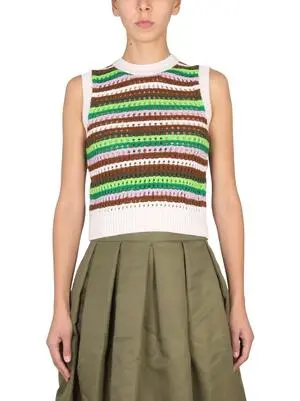 DEPARTMENT 5 Striped Wool Crochet Top - Multicolour