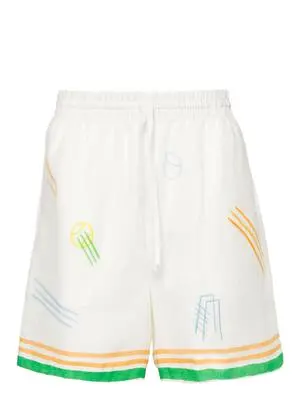 Casablanca Linen Printed Relaxed Fit Shorts - Lejeu
