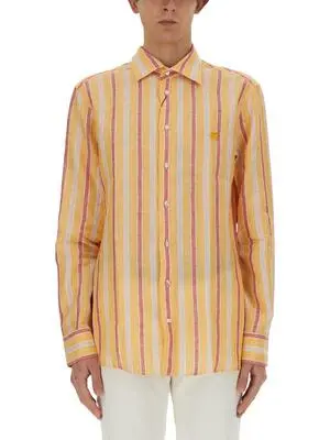 Etro Cotton Jacquard Shirt With Paisley Motif And Pegaso Embroidery - Multicolour
