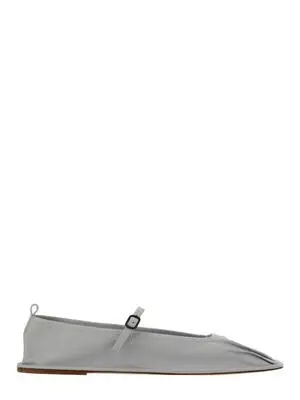 Hereu Lambskin "dansa" Mary Jane Flats With Pleated Toe - Grey