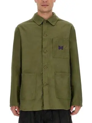 Needles Embroidered Cotton Shirt Jacket - Green