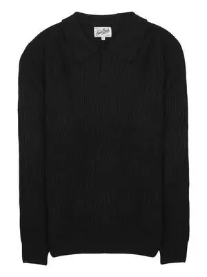 MC2 SAINT BARTH Classic Wool Polo Sweater - Black