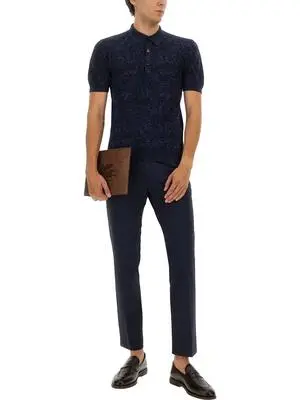 Etro Cotton- And Wool-blend Jacquard Polo - Blue